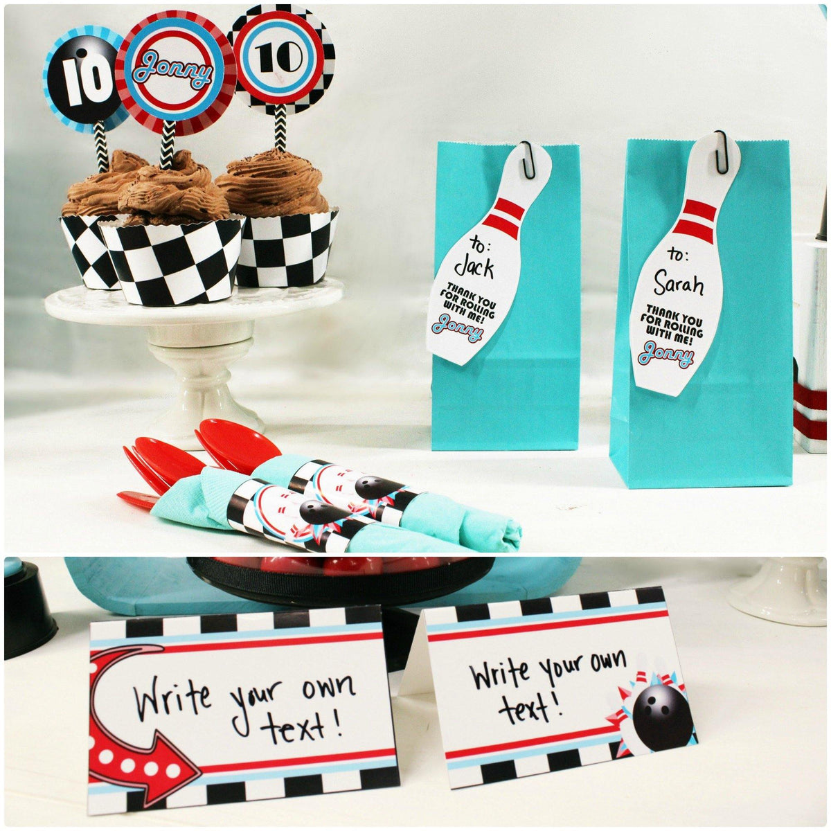 MINI DECOR SET | Bowling Birthday Party | Bowling Party Printable ...